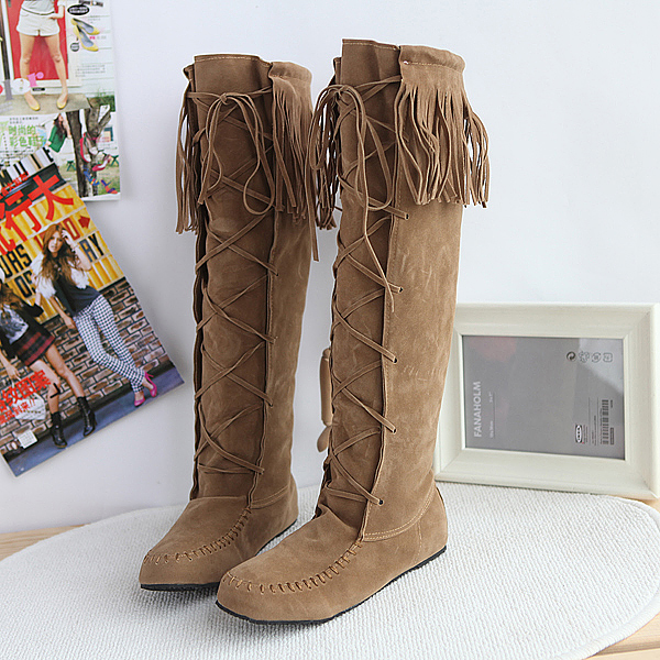 Knee High Fringe Boots on Luulla