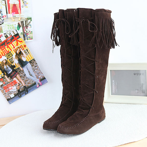 Knee High Fringe Boots on Luulla