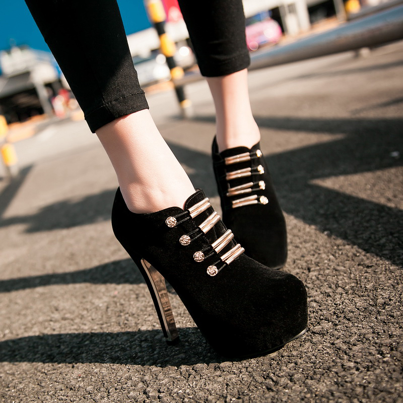 Red Bottom Platform Height Increasing High Hell Round Toe Metal ...