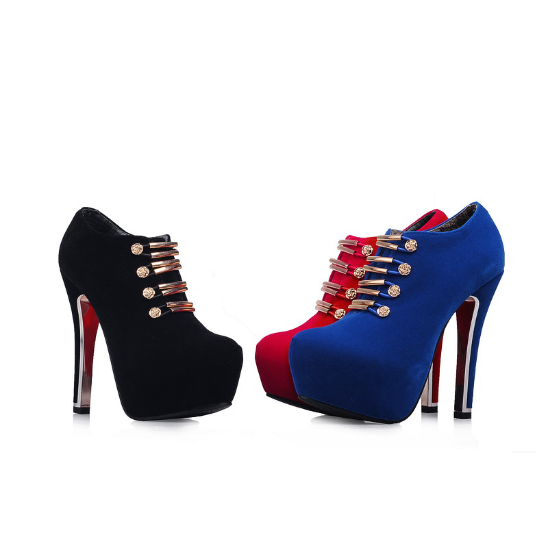 Red Bottom Platform Height Increasing High Hell Round Toe Metal ...
