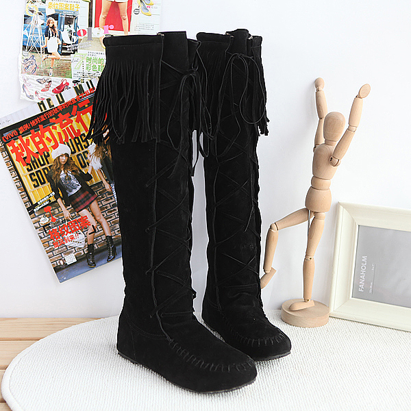 Knee High Fringe Boots on Luulla