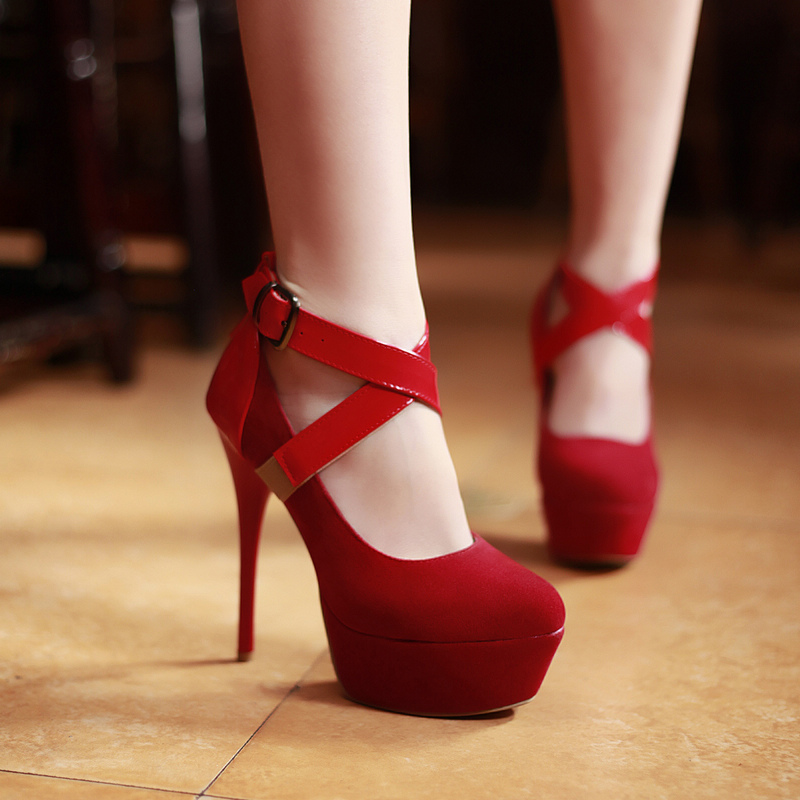 Stiletto High Heels Platform Ankle Strap Women Pumps on Luulla